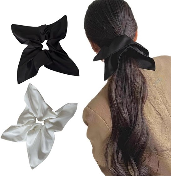 Grote Satin Zijde Scrunchies - 2 Stuks Elegante Jumbo Haaraccessoires ...