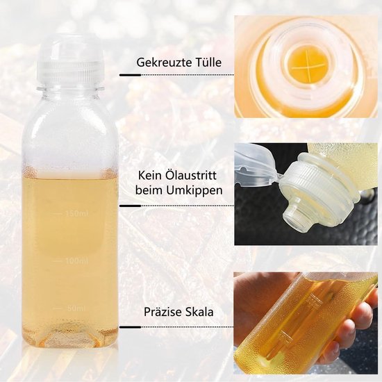Squeeze fles 4 stuks - Kunststof oliefles knijpfles 300 ml - Met doppen ...