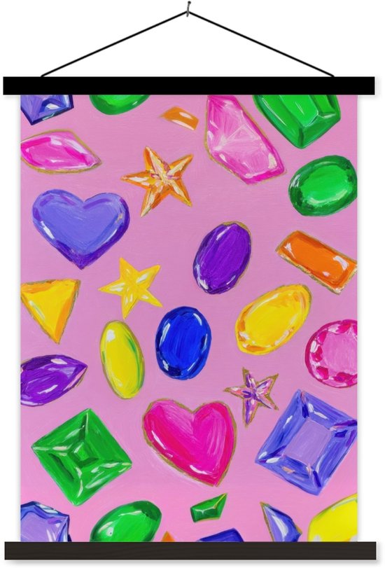 Posterhanger incl. Poster 40x53 cm - Schoolplaat - Edelstenen - Vormen ...