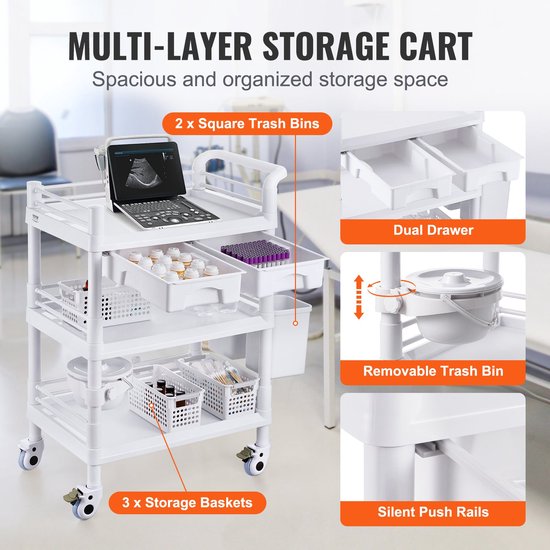 Medische Trolley – Mobiele Werkkar – Opslagwagen – Laboratoriumkar ...