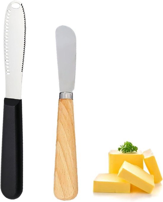 Brenzoos - Botermes Set - RVS mes met houten handvat - Keukenaccessoire ...