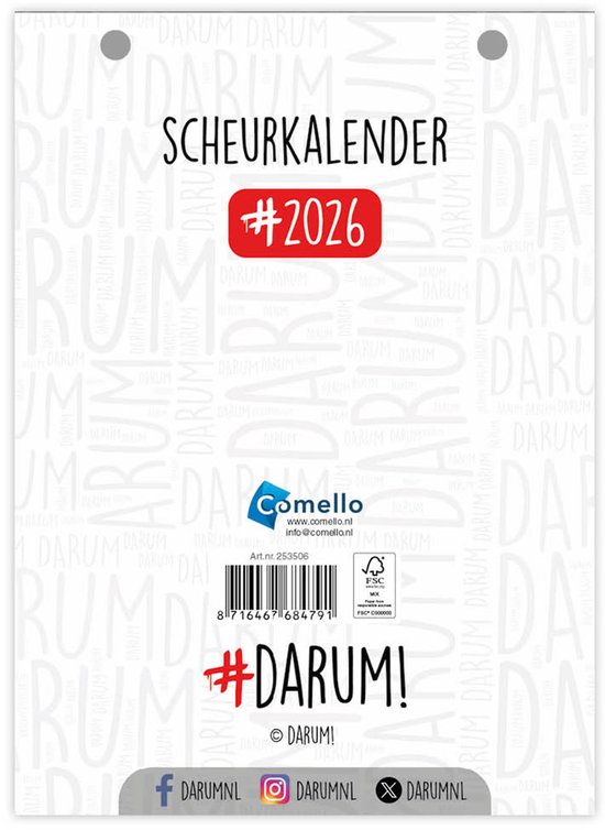 Comello Darum Scheurkalender - Kalender 2026 | bol