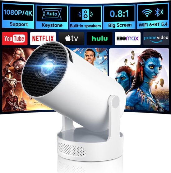 Draagbare Mini Projector FHD 1080P met Ingebouwde Apps en Verbeterde ...