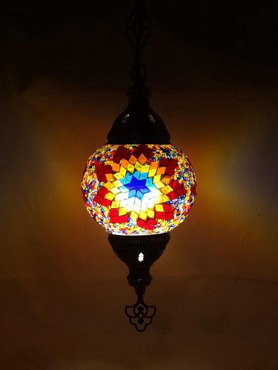 Oosterse lamp - hanglamp multicolour ster - 1 stuk - handgemaakt met ...