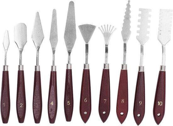 10PCS Artist Painting Knives Set with Acrylic Wooden Handle, Stainless ...