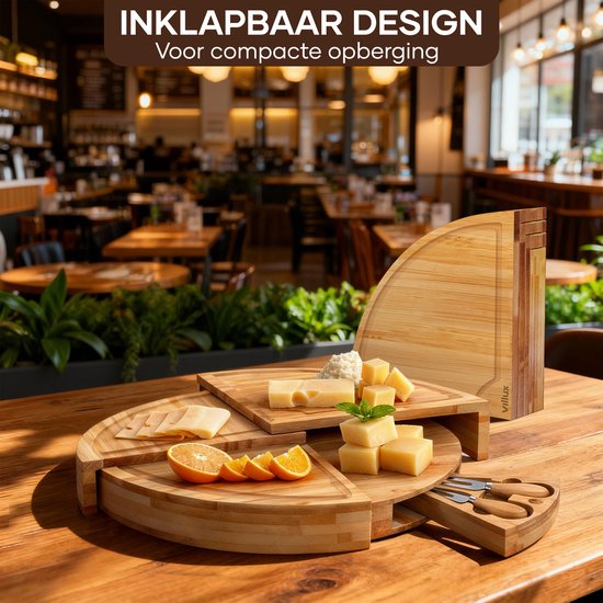 Villux Tapasplank - Borrelplank rond - Inclusief kaasmesjes en vorkjes ...