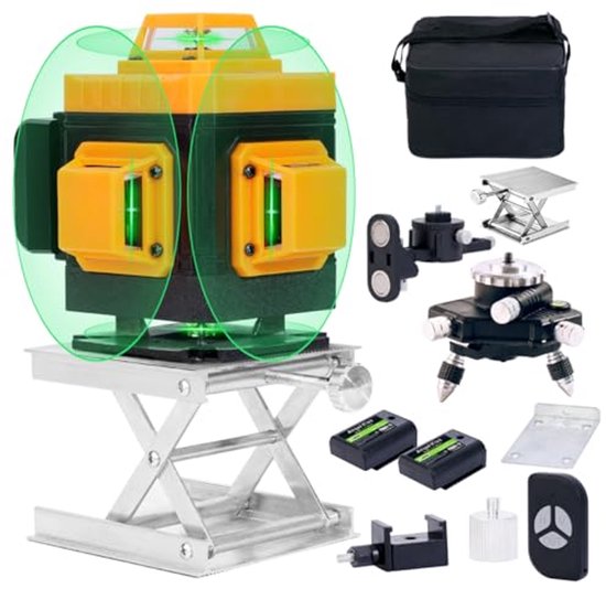 360° Laserwaterpas met Groene Laser - 4 lijnen, 2 Verticaal en 2 ...