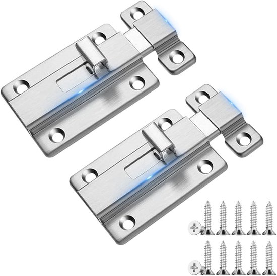 Sliding Lock Deurslot - 2 Pcs RVS Deurslot met Schroeven ...