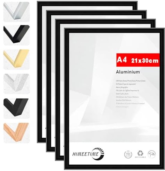 4x A4 Fotolijst - Zilveren Metalen Frame voor Documenten - Modern en ...