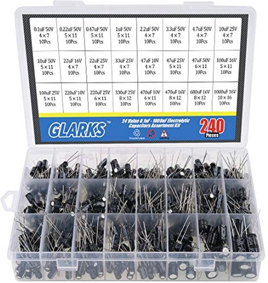 240 Stuks Elektrolytische Condensatoren Assortiment Kit 0.1uF - 1000uF ...