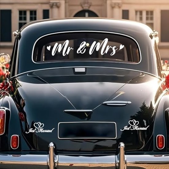 Auto Stickers Net Getrouwd Set voor Trouwerij Decoraties | bol