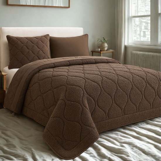 Droomtextiel 2 in 1 Teddy Dekbed zonder Overtrek Bruin 140x200 cm ...