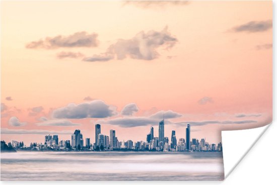 The Gold Coast skyline with a pastel color sunset in Australia Poster ...