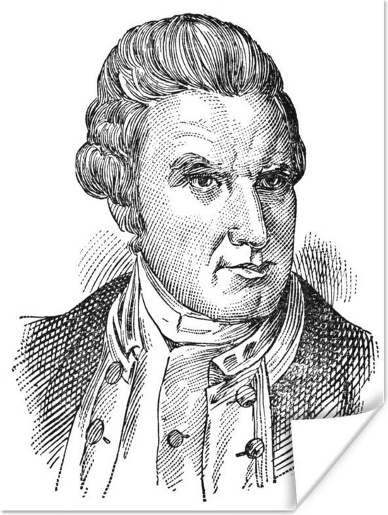 Illustration d'un portrait de visage de James Cook poster 60x80 cm ...