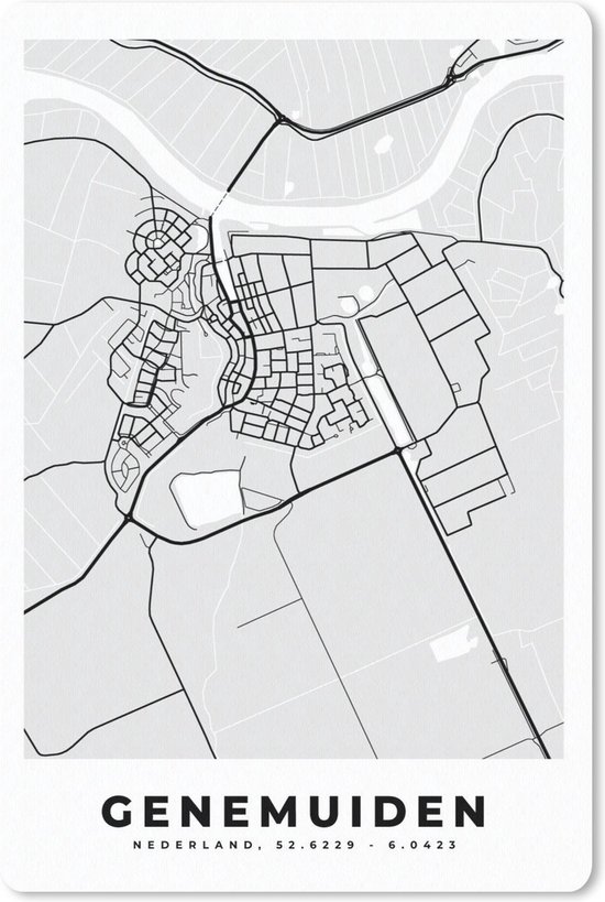 Stadskaart - Genemuiden - Grijs - Wit - Plattegrond | bol.com