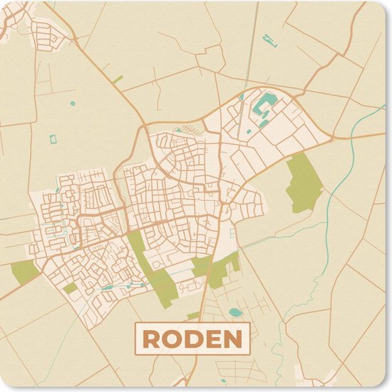 Muismat - Stadskaart - Roden - Vintage - 20x20 cm - - Plattegrond | bol.com