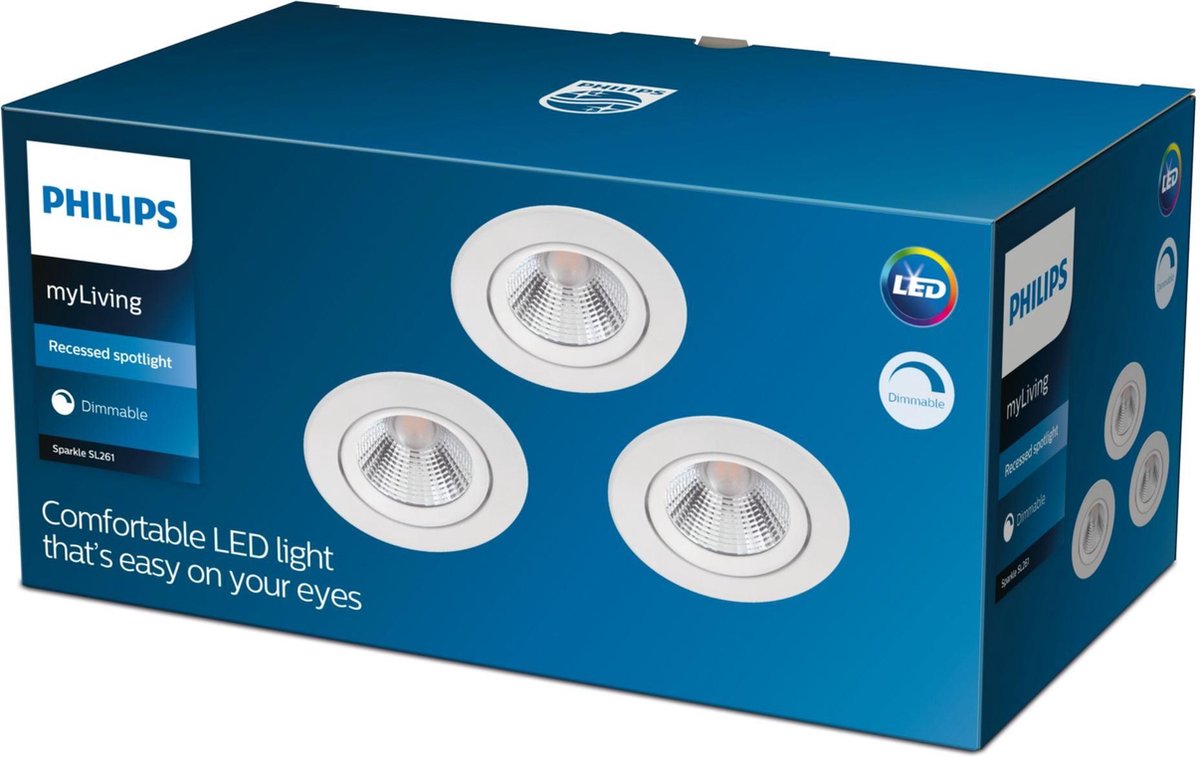 Philips Sparkle inbouwspot - 3-lichts - wit | bol.com