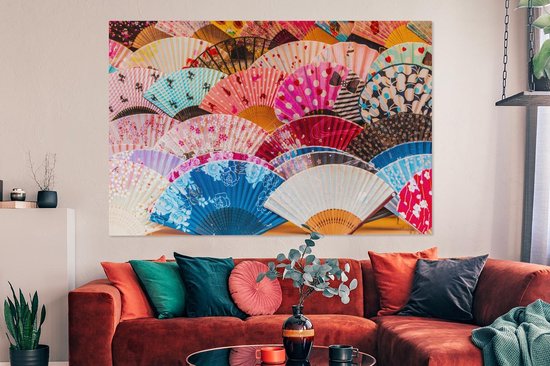 Canvas Schilderij Verschillende Japanse waaiers - 150x100 cm ...