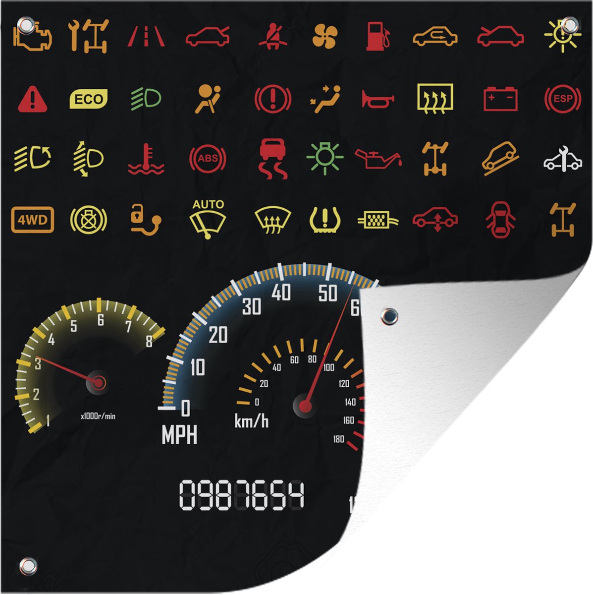 Tuinposters Illustratie van de gekleurde symbolen in een auto op het ...