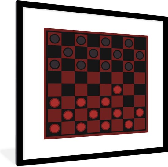 Fotolijst incl. Poster - tekening van de eerste set bij het dammen ...