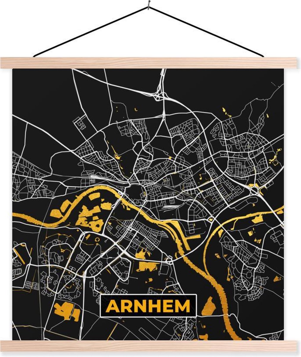 Posterhanger incl. Poster - Schoolplaat - Plattegrond - Arnhem - Goud - Zwart - 40x40... | bol.