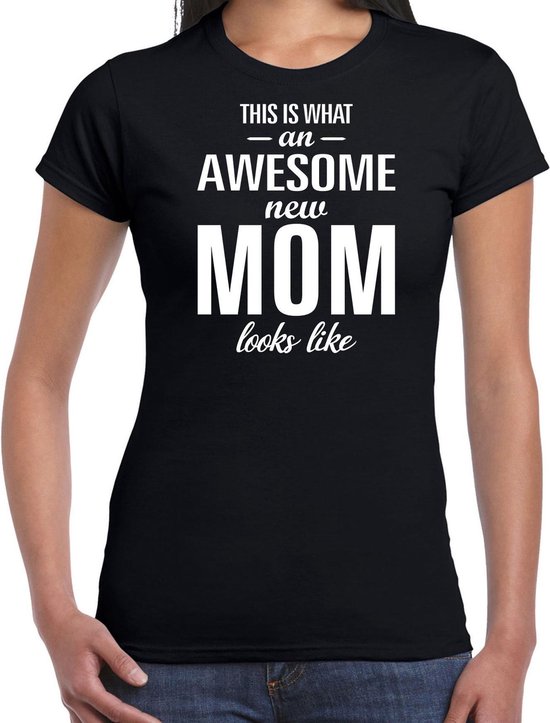 Awesome new mom - t-shirt zwart voor dames - Cadeau aanstaande moeder ...