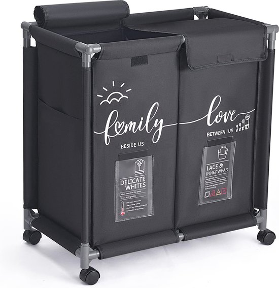 Ruime 110L wasmand met deksel en wielen | Wassorteerder voor kleding en speelgoed | bol