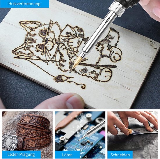 Lexium Houtbrander set - Pyrografie - Soldeerbout - Houtbrander voor ...