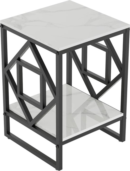 Samora - Sidetable - Bijzettafel - Bijzettafel vierkant - Side table - Sidetable wit -... | bol