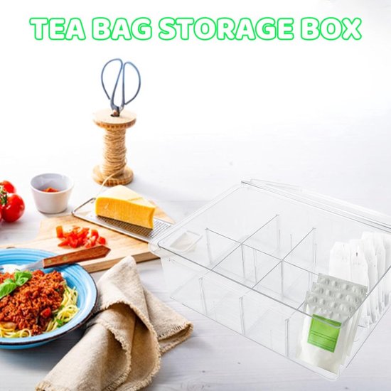 Set van 2 theezakjes opbergdozen met deksel, 33 x 23 x 11 cm, 8 vakken ...