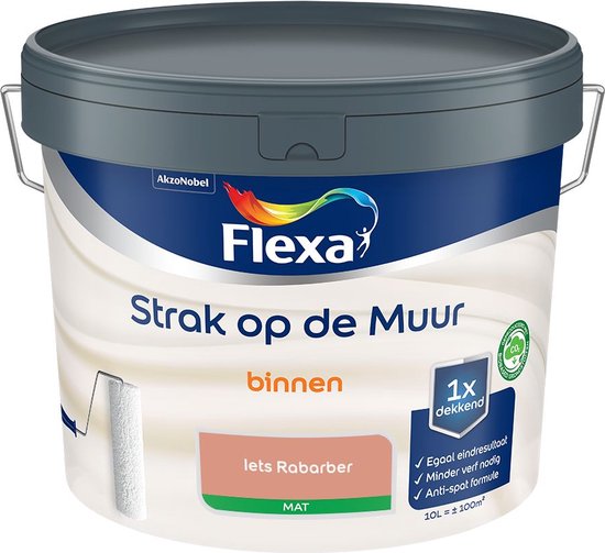 Flexa - Strak op de Muur Binnen Muurverf Mat - Iets Rabarber - Mengverf ...