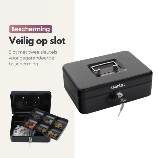 Geldkist – Metalen Geldkistje 25 x 20 x 9 cm Robuuste Geldkluis voor ...