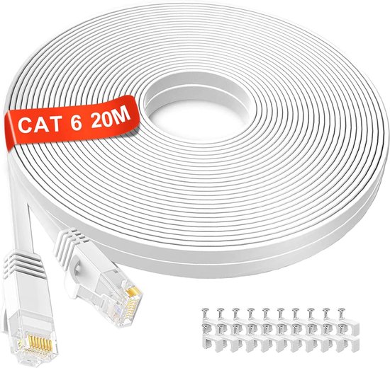 Platte Ethernet Kabel 20m Cat6 - Hoge Snelheid Internetkabel voor ...