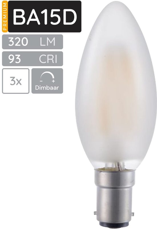 SPL Ba15d LED Lamp 4W Dimbaar - CRI 93 - Extra Warm Wit - Melkglas ...