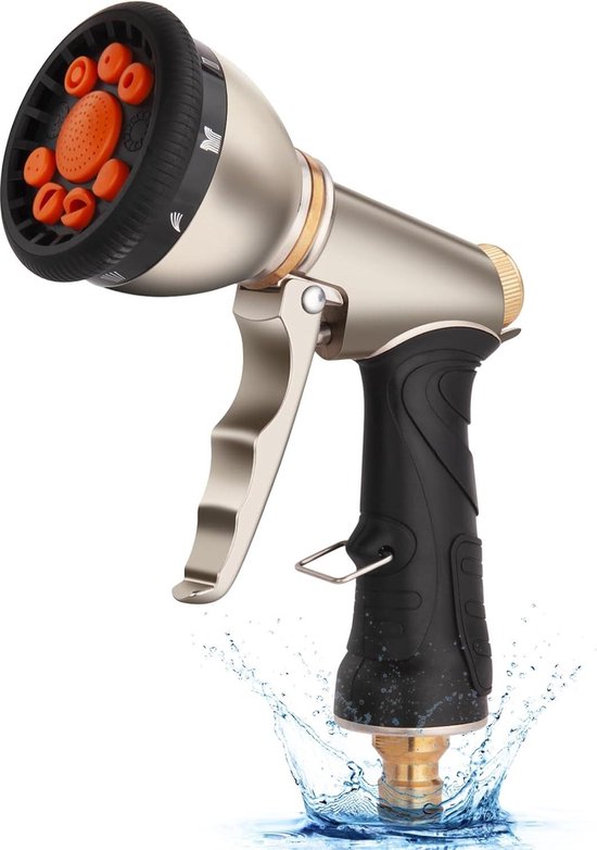 Heavy Duty Metal Garden Hose Spray Gun 9 Adjustable Patterns High