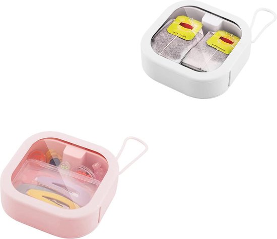 Pocket Storage Box with Clear Lid - Hair Tie Organizer - Small Plastic ...