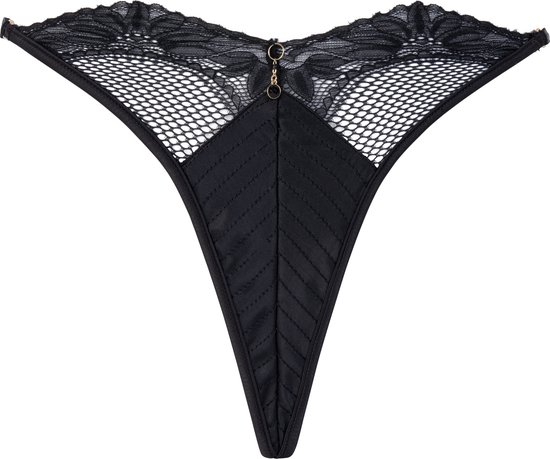 Hunkemöller Dames Lingerie String Belladonna - Zwart - maat XL | bol