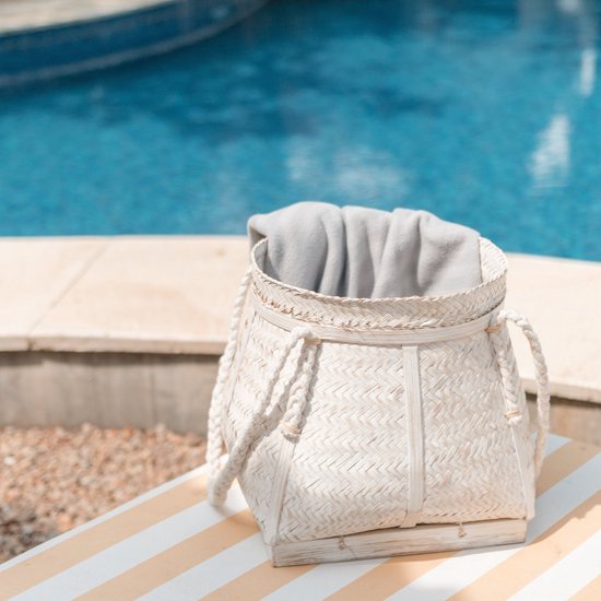 Witte Mand BIKU | Plantenmand | Wasmand | Large Boho Opbergmand Rond ...