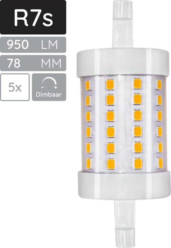 SPL R7s LED Lamp 8W Dimbaar - Neutraal Wit - 950lm - LED T29 Buislamp ...