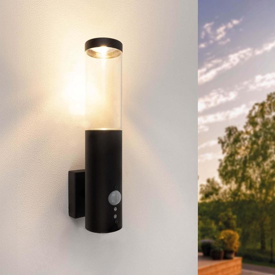 LED Wandlamp met Sensor - Buitenlamp - IP44 - 1 stuk - Zwart | bol