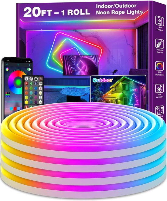 Neon LED Strip - Flexibele RGB verlichting - voor Buiten en Binnen - 6 ...