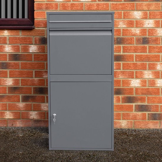 Grijs XL Pakket Post Drop Box Groot Staal Buiten Afsluitbaar 2 Sleutels ...