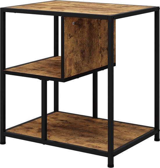 Vicco Fyrk Bijzettafel – 52 x 40 cm met 2 open planken Eiken rustiek | bol