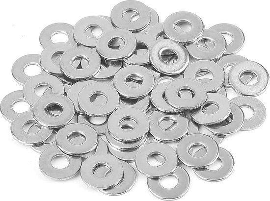 Grote platte sluitringen M5 roestvrij staal A2 V2A 304 - 100 stuks, 15 ...
