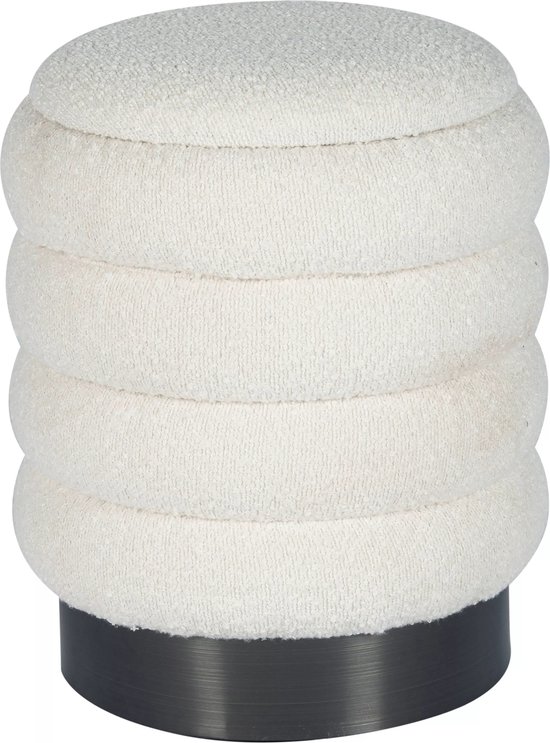 Vente-unique Poef met opbergruimte van witte boucléstof ESDALO L 36 cm ...