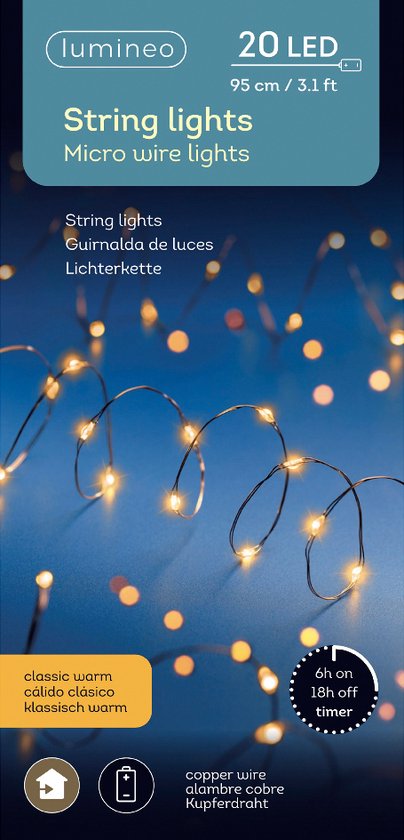 Micro LED string - 95 cm - 20LEDs - koper | bol