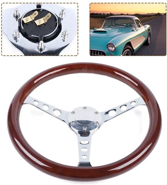 Mrs. Jones - Autostuur - Houten autostuur - 15 inch - Bouten vintage ...