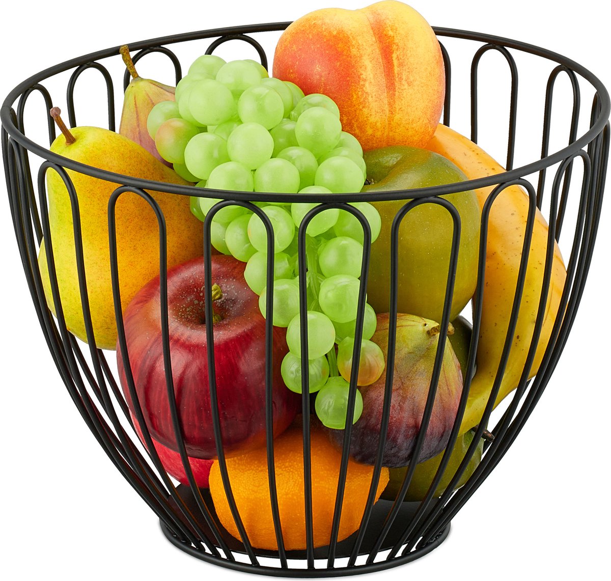 Relaxdays fruitschaal zwart - metaal - hoge fruitmand - groot - open design - modern | bol.com