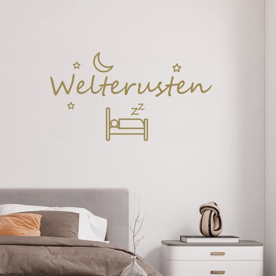 Stickerheld - Muursticker Slaap lekker met bed - Slaapkamer - Droom ...