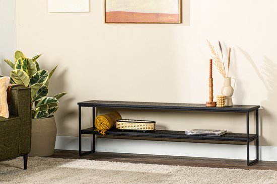 Teaky Blinders - TV-meubel - 150cm - teak - stalen frame - zwart | bol.com